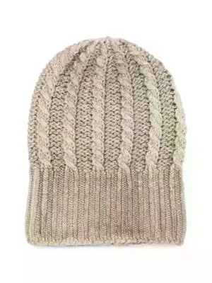 Avant Toi Cable-knit Ribbed Beanie Hat - Neutrals