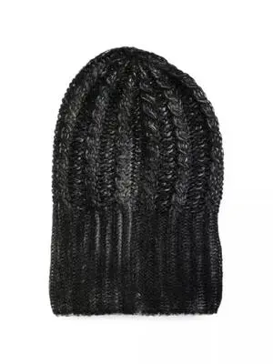 Avant Toi Cable-knit Ribbed Beanie Hat - Black
