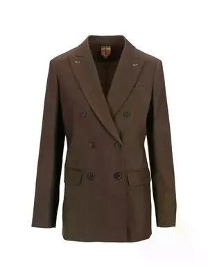 Max Mara Double-breasted Wool Gabardine Blazer Tobacco