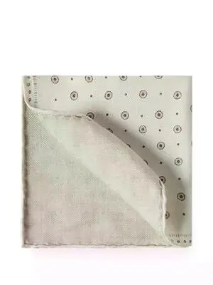 Brunello Cucinelli Silk Pocket Square With Geometric Design
