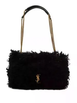 Saint Laurent Shearling Shoulder Bag - Black