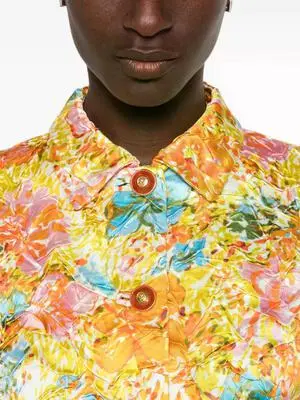 Versace Printed Silk Jacket - Yellow