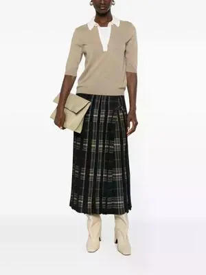 Eric Bompard Two-tone Cashmere Polo Top
