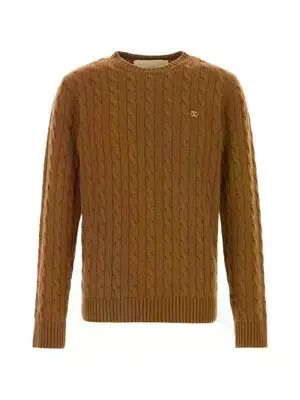 Valentino Garavani Vlogo Signature Cable-knit Jumper - Brown