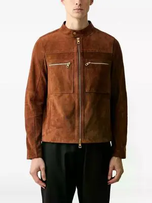 Michael Kors Suede Double-zip Racer Jacket - Brown