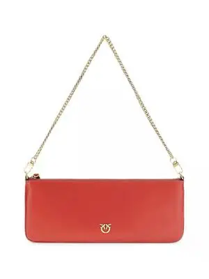 Pinko Horizontal Flat Leather Shoulder Bag - Red