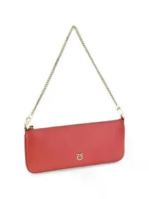 Pinko Horizontal Flat Leather Shoulder Bag