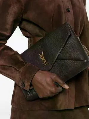 Saint Laurent Cassandre Grained-leather Clutch Bag
