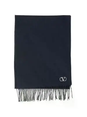 Valentino Garavani Vlogo Signature Fringed Scarf - Blue