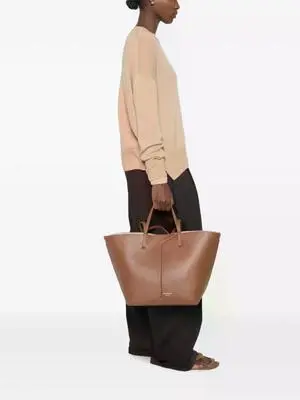 Emporio Armani 1981 Logo-print Leather Tote Bag - Brown