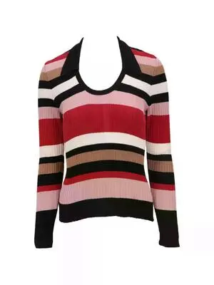 Isaia Striped Ribbed Sweater - Red