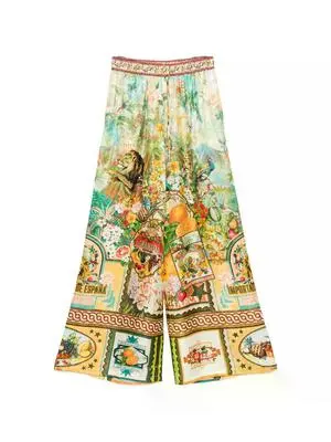 Camilla Graphic-print Palazzo Pants - Green