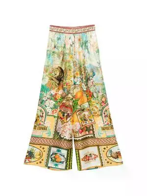 Camilla Graphic Print Palazzo Pants - Green