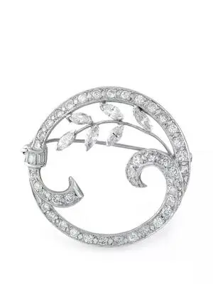 LB EXCLUSIVE Leaf Diamond Brooch - Silver