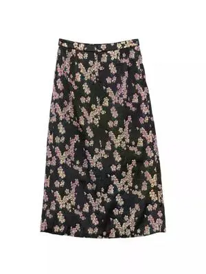 Dries Van Noten 1990s Floral-embellished Midi Skirt - Black
