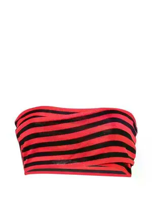 Celine 2000s Striped Crop Top - Red