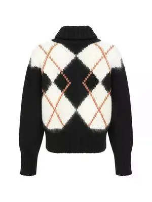 Isaia Argyle-pattern Roll-neck Sweater - Black