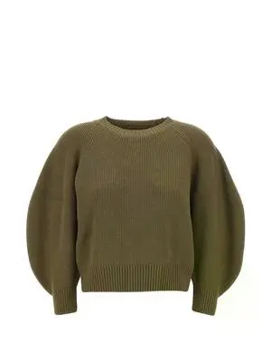 KAOS Ribbed Balloon-sleeve Sweater - Green