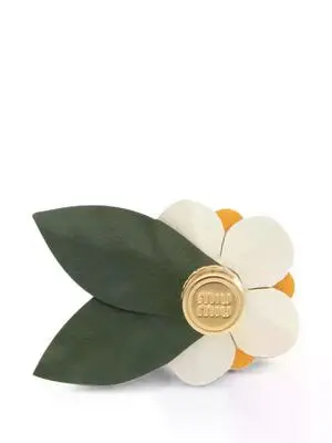 Miu Miu Leather Floral Brooch