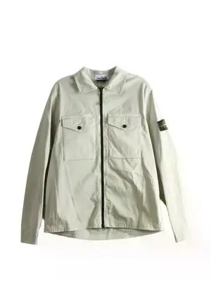 Stone Island 1200010 Stretch Organic Cotton Satin Overshirt - Neutrals