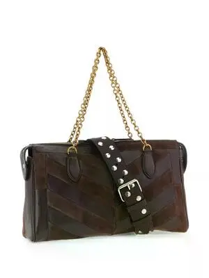 Valentino Garavani Panthea Shoulder Bag In Suede And Nappa - Brown