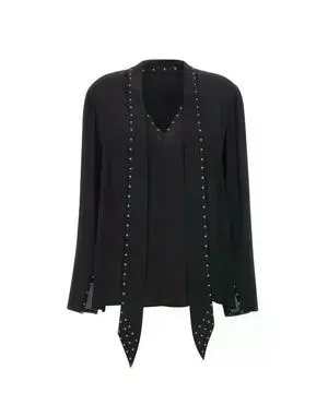 ELENA MIRÒ Stud-embellished Scarf-detail Blouse - Black