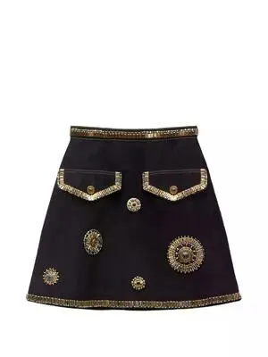 Versace Embroidered Suede Mini Skirt