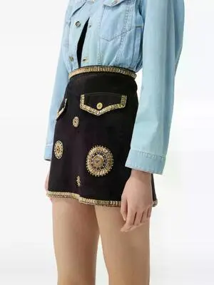 Versace Embroidered Suede Mini Skirt