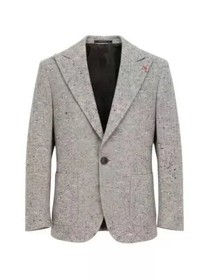 Isaia Mélange-effect Single-breasted Blazer - Grey