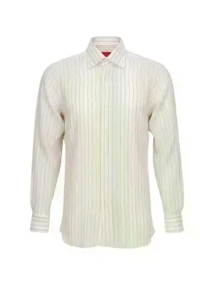 Isaia Striped Long-sleeve Shirt - White