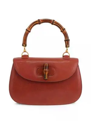 Gucci 1990's Bambou Grained Tote Bag - Red