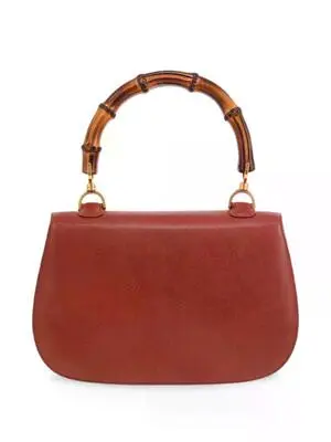 Gucci Gucci 1990's Bamboo Grained Tote Bag Red
