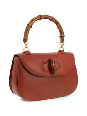 Gucci 1990's Bamboo Grained Tote Bag - Red