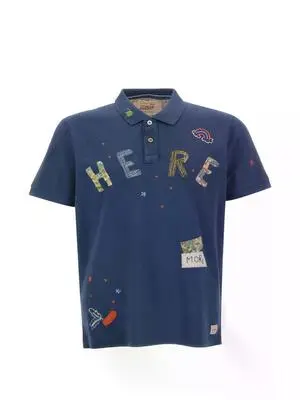 BOB Appliqué-detailed Embroidered Polo Shirt - Blue