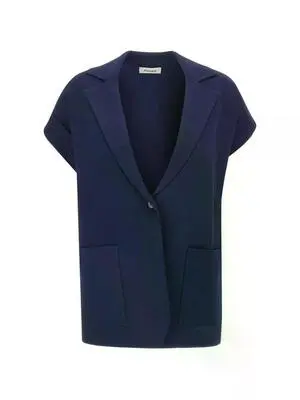 KANGRA Sleeveless Knitted Blazer - Blue