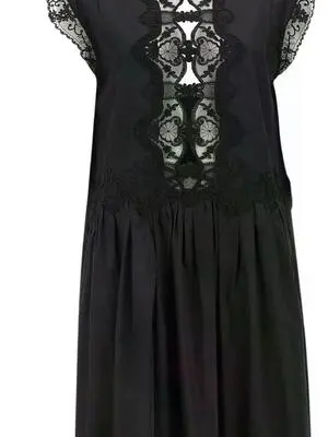 MAURIZIO MYKONOS Lace-insert Ruffled Maxi Dress