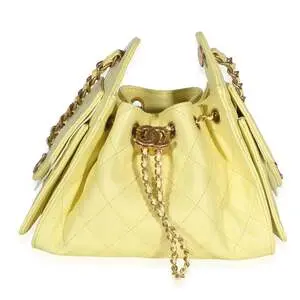 Chanel Light Quilted Caviar 25 Hobo Shoulder Bag - Yellow