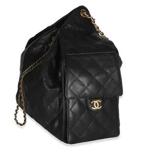 Chanel Quilted Caviar 25 Hobo - Black