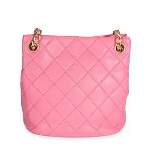 Chanel Quilted Lambskin Logo Chain Bucket Bag