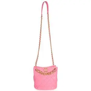 Chanel Quilted Lambskin Logo Chain Bucket Bag