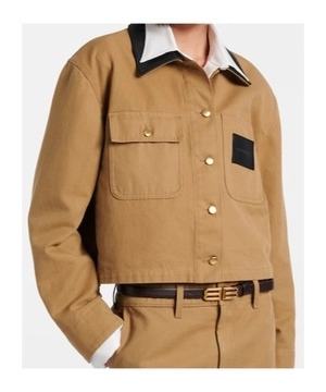 Balenciaga Cropped Leather-trimmed Cotton Jacket