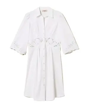 TWINSET Lace-detail Midi Shirt Dress - White