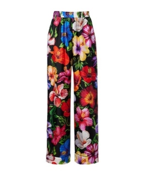 Dolce & Gabbana Floral Silk Satin Palazzo Pants - Multicolor