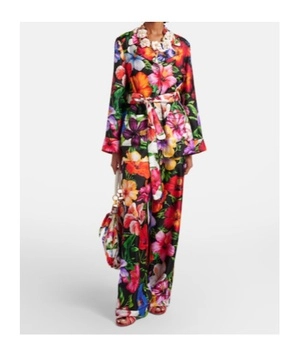 Dolce & Gabbana Floral Silk Satin Palazzo Pants