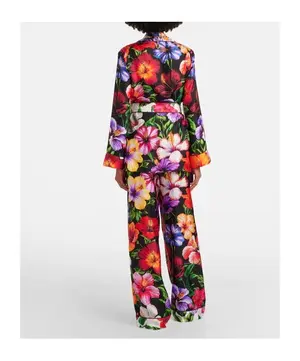 Dolce & Gabbana Floral Silk Satin Palazzo Pants