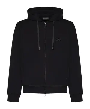 Emporio Armani Zip-up Logo Hoodie - Black