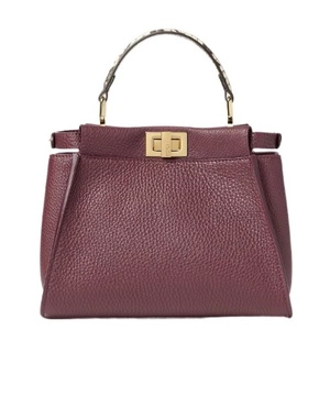 FENDI Peekaboo Mini Burgundy Cuoio Romano Leather Bag
