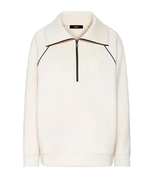 Max Mara Ballata Half-zip Contrast-piping Sweatshirt - Ivory