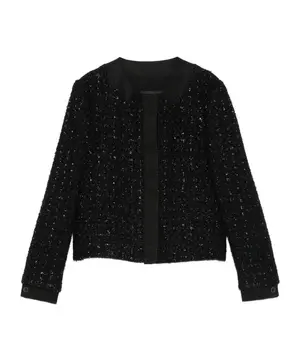 Emporio Armani Button-detail Tweed Jacket - Black