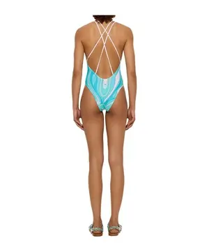 Emilio Pucci Marmo Print V-neck Swimsuit